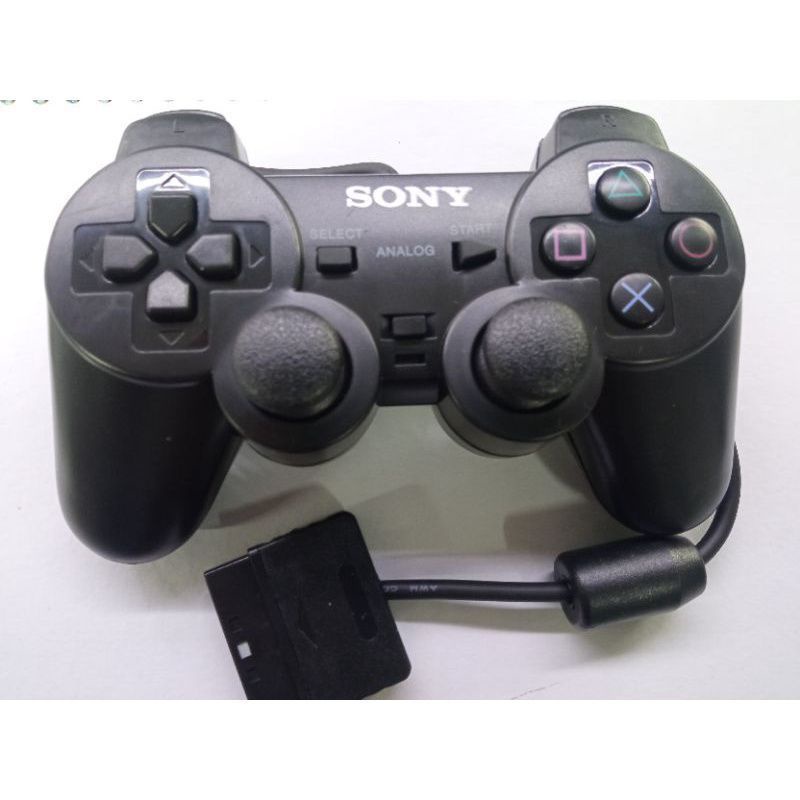 Controle PS2 analógico preto com fio kit 2 peças - Escorrega o Preço
