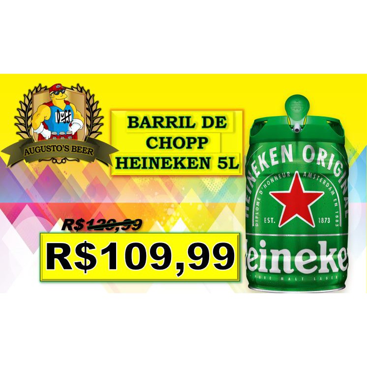 Barril de Chopp Heineken 5L | Shopee Brasil