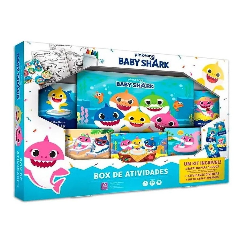 Box De Atividades Pinkfong Baby Shark 5 Jogos Copag Original | Shopee ...