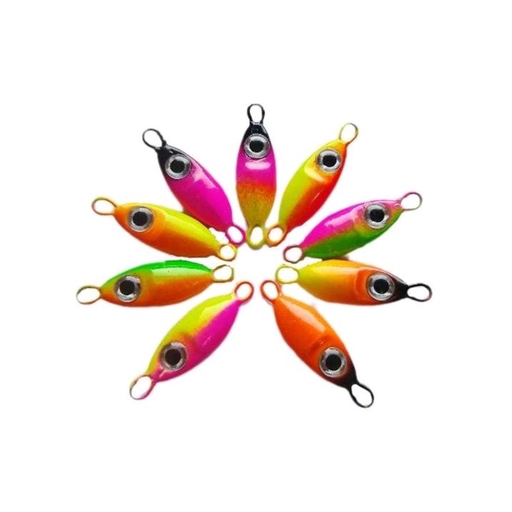 Kit 10 micro jigs micro slow com 6g/10g/12g/15g + suportes hook ...