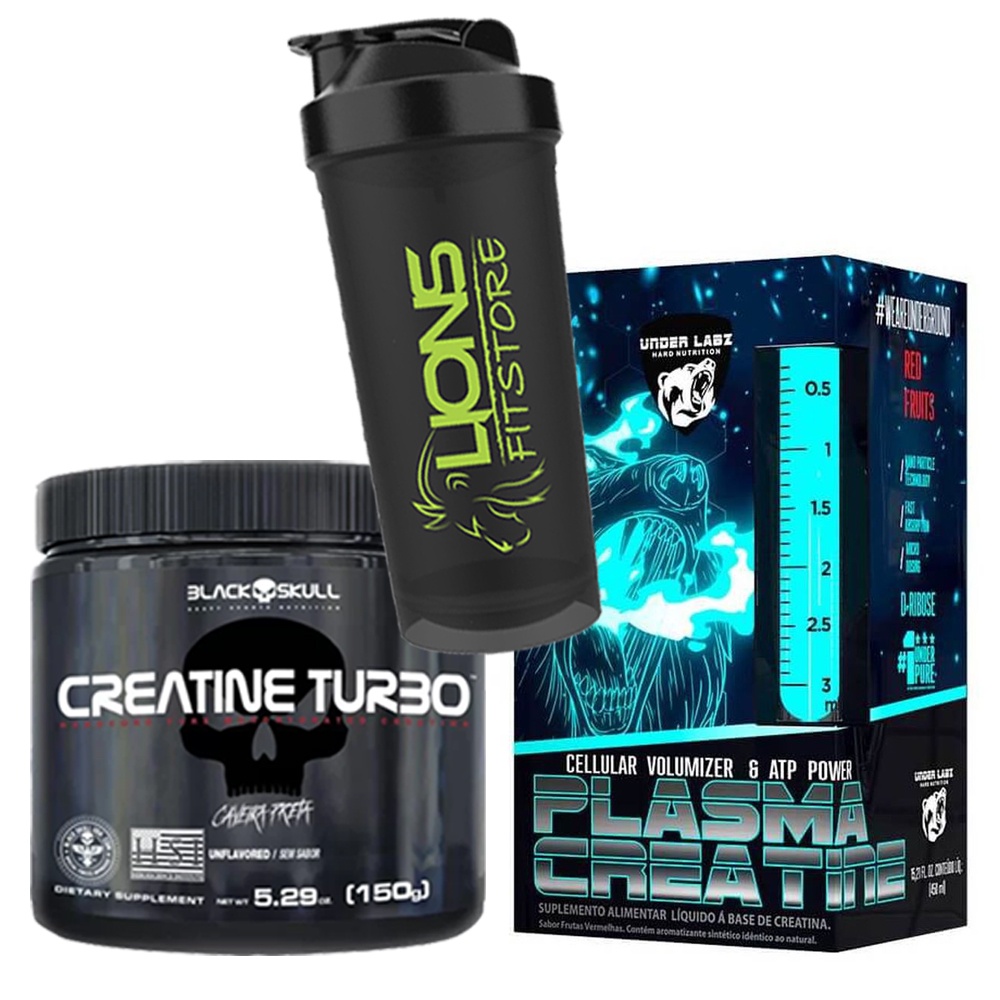 Creatina Turbo 150g Black Skull + Creatina Liquida Plasma Creatine ...