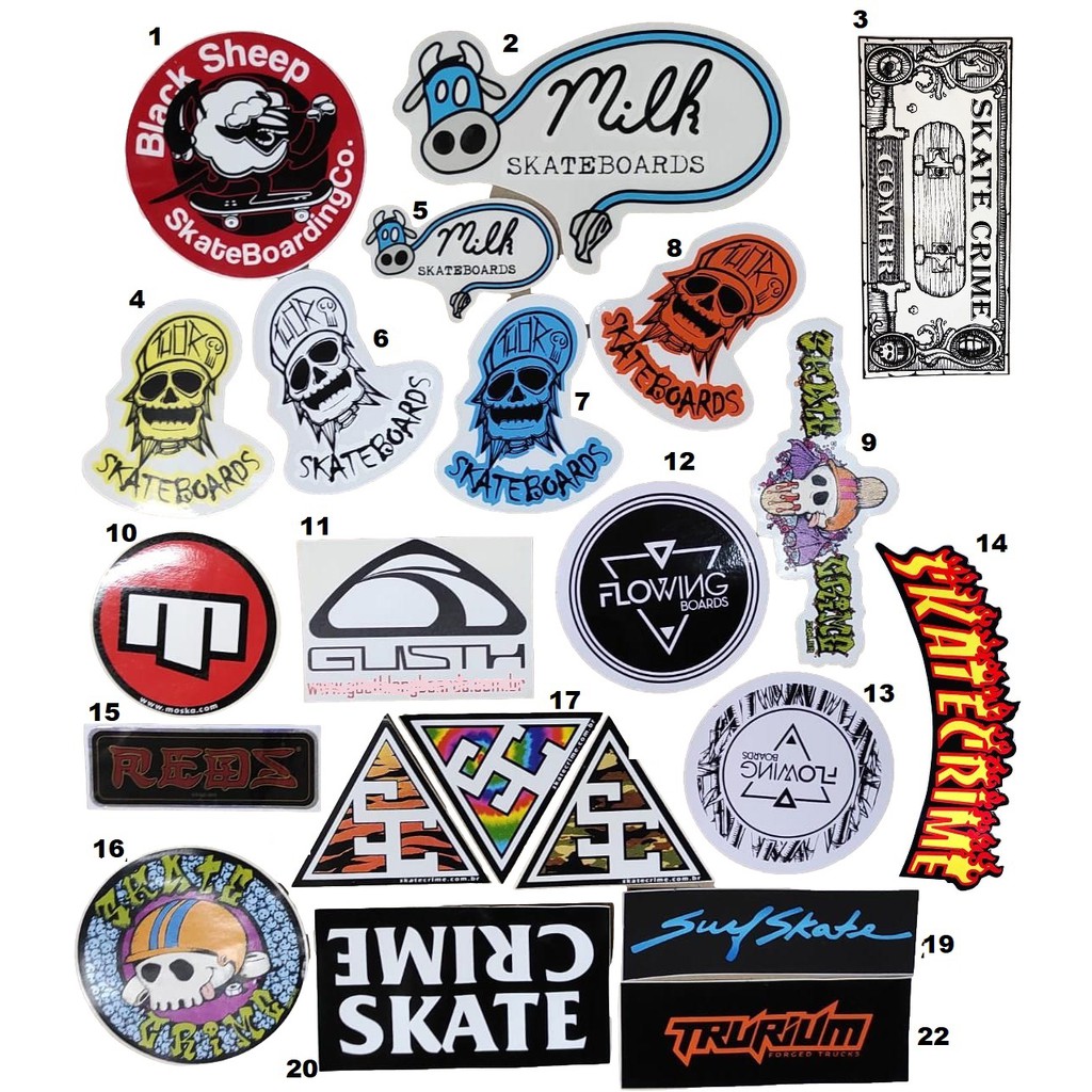 Adesivos Skate Skateboard Sticker Stronger Crail REDS Black Sheep Moska ...