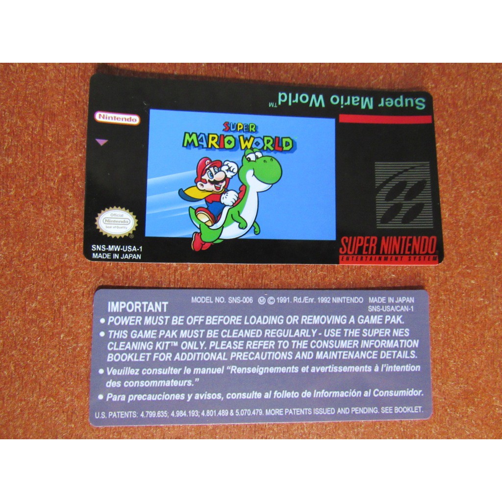 Label (Etiqueta) Adesiva para cartucho de Super Nintendo - Super Mario ...