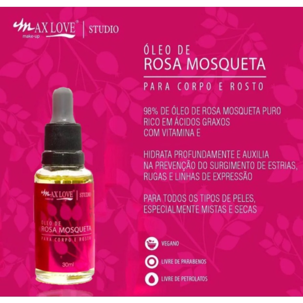 Óleo de Rosa Mosqueta 30mL Max Love | Shopee Brasil