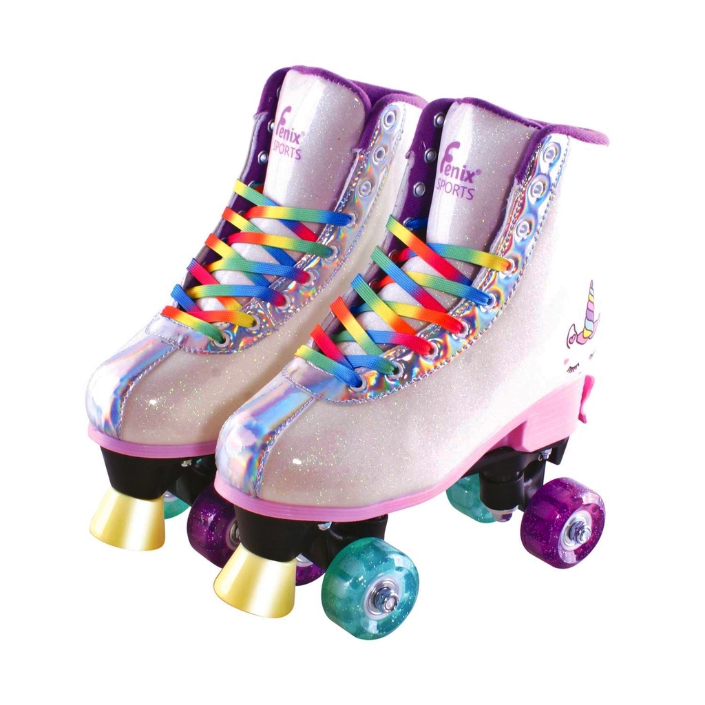 PATINS ROLLER SKATE COM LUZ UNICORNIO QUAD 4 RODAS - FENIX | Shopee Brasil