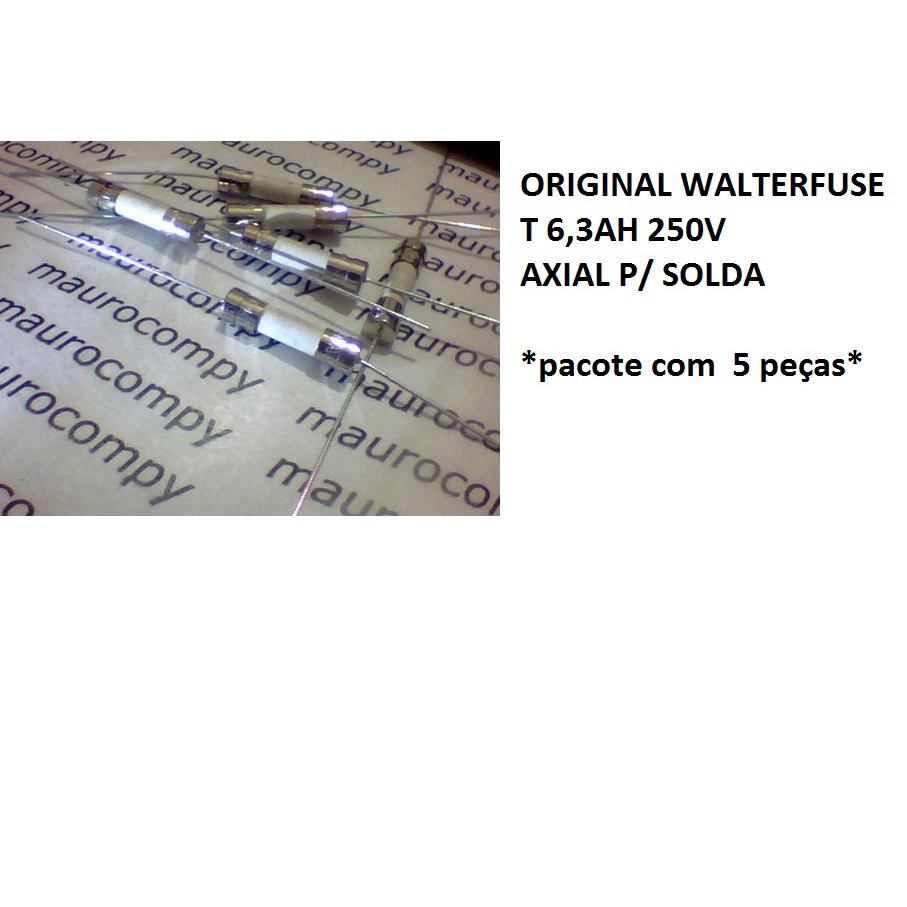 5 Pçs Fusível T 6,3ah 250v 5*20mm Cerâmico Axial P/solda T6,3ah ...