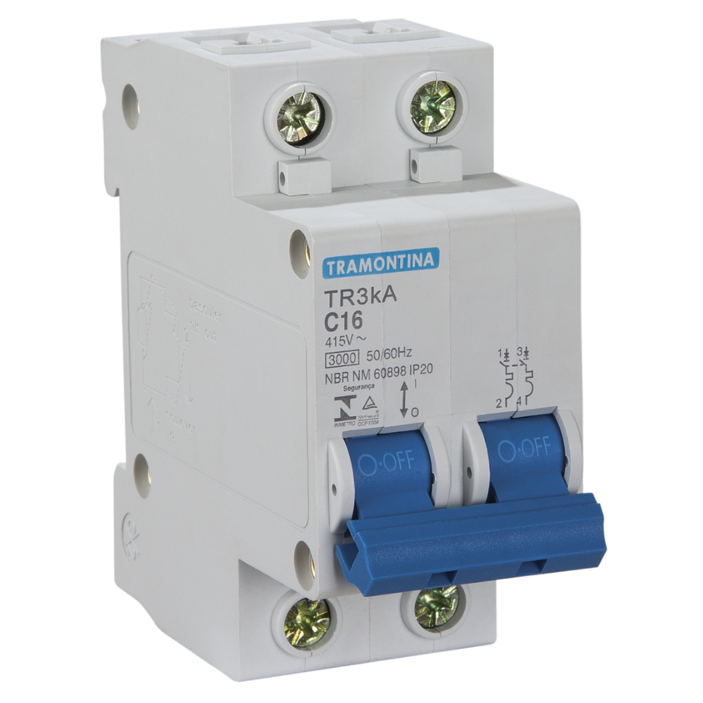 Disjuntor bipolar 16A TR3KA Curva C Tramontina (2x16A bipolar) | Shopee Brasil