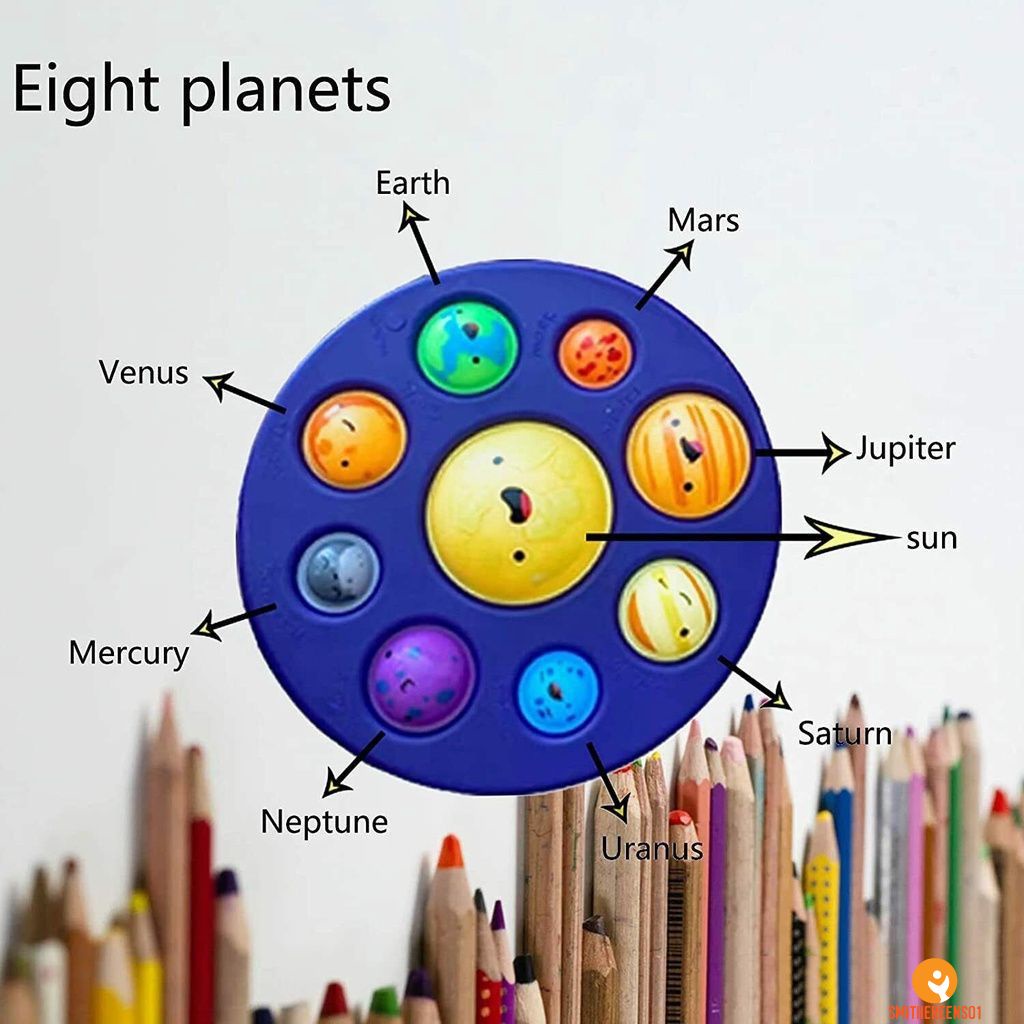 Pop It Eight Planets Simple Dimple Pops it Fidget Sensory Toy Cute ...