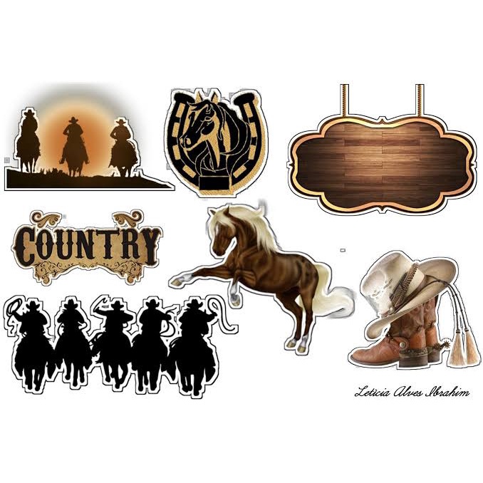 Topo De Bolo COWBOY Country Sertanejo Cavalo Cortado Colado ...