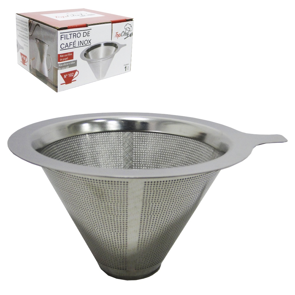 Coador de Café Filtro Inox Lavável Reutilizável Ecológico Tamanho 102 ...