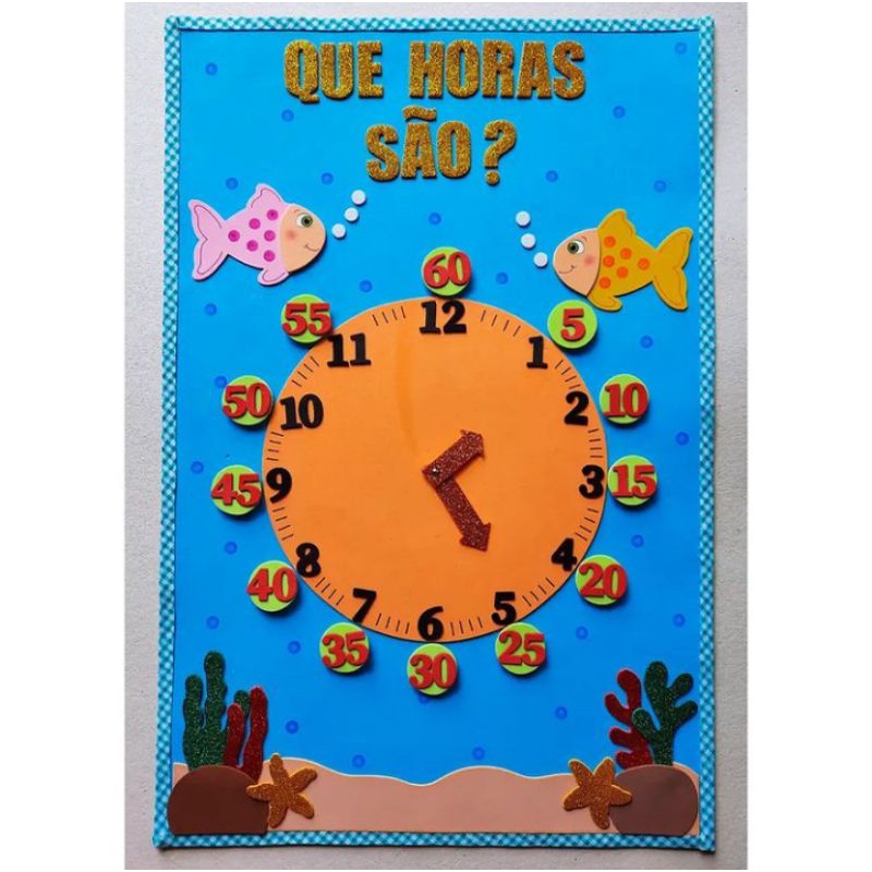 Painel Que horas são ? / Com Relógio Articulado em EVA | Shopee Brasil