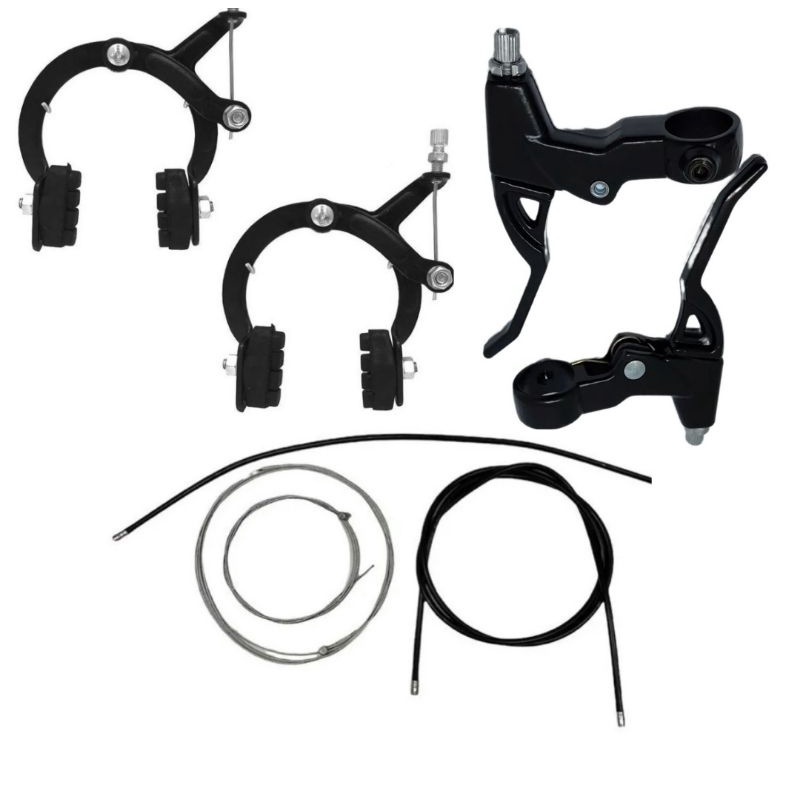 Kit Freio Ferradura Bike Manete Alumínio Cabos + 2 Metros Canduit Freio ...