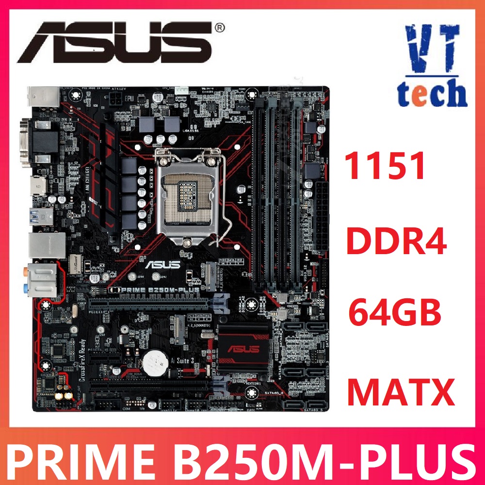 Placa De Jogo De Computador Original Asus Prime B250M-Plus Ddr4 64gb M-Atx B250 Usado 90% Novo ...