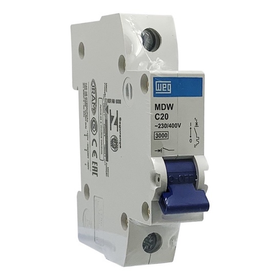 Disjuntor Mdw Curva C 20A Monopolar Din Weg | Shopee Brasil