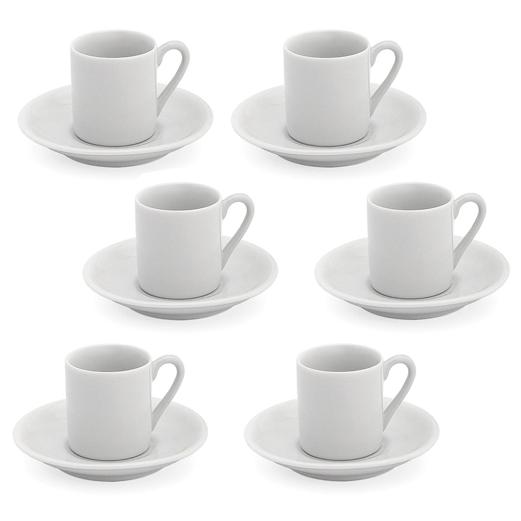 Jogo xícara de café com pires 55 ml pequena kit 6 porcelana 10 | Shopee Brasil