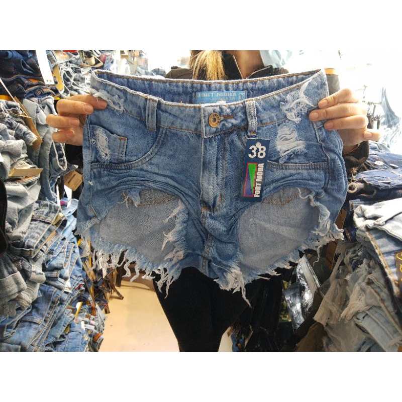 short jeans hort pant estilo destroied | Shopee Brasil
