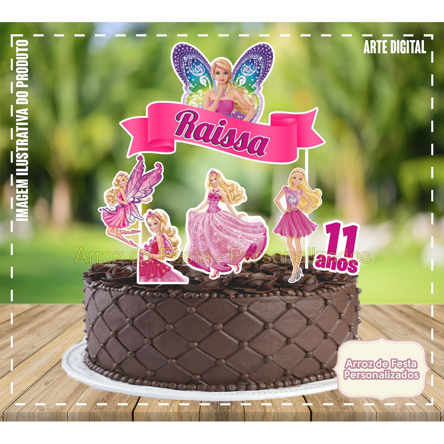 Topo de Bolo Topper de Bolo Personalizado Barbie Mod.01 | Shopee Brasil