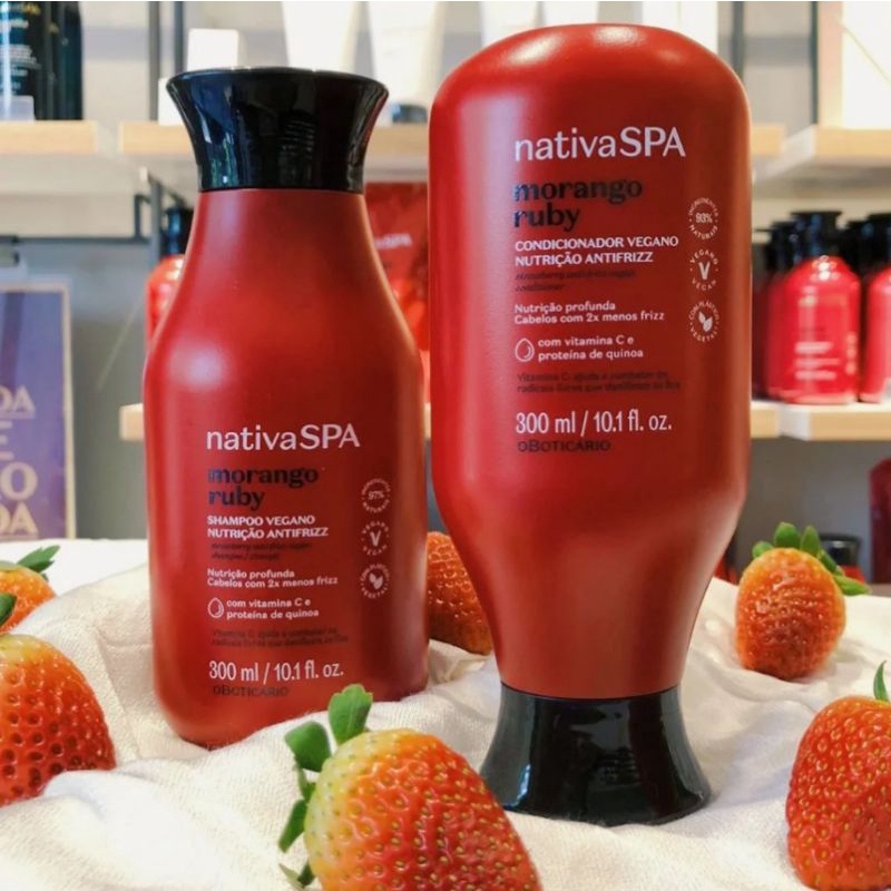 kit de shampoo e condicionador Nativa SPA Morango Ruby O Boticário 300 ...