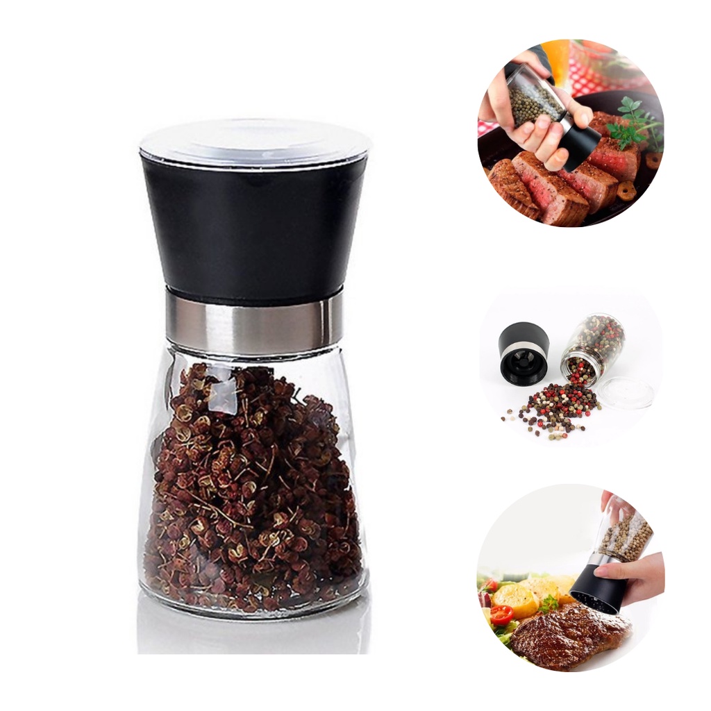 Moedor De Sal Pimenta Especiarias De Vidro Premium e Inox | Shopee Brasil