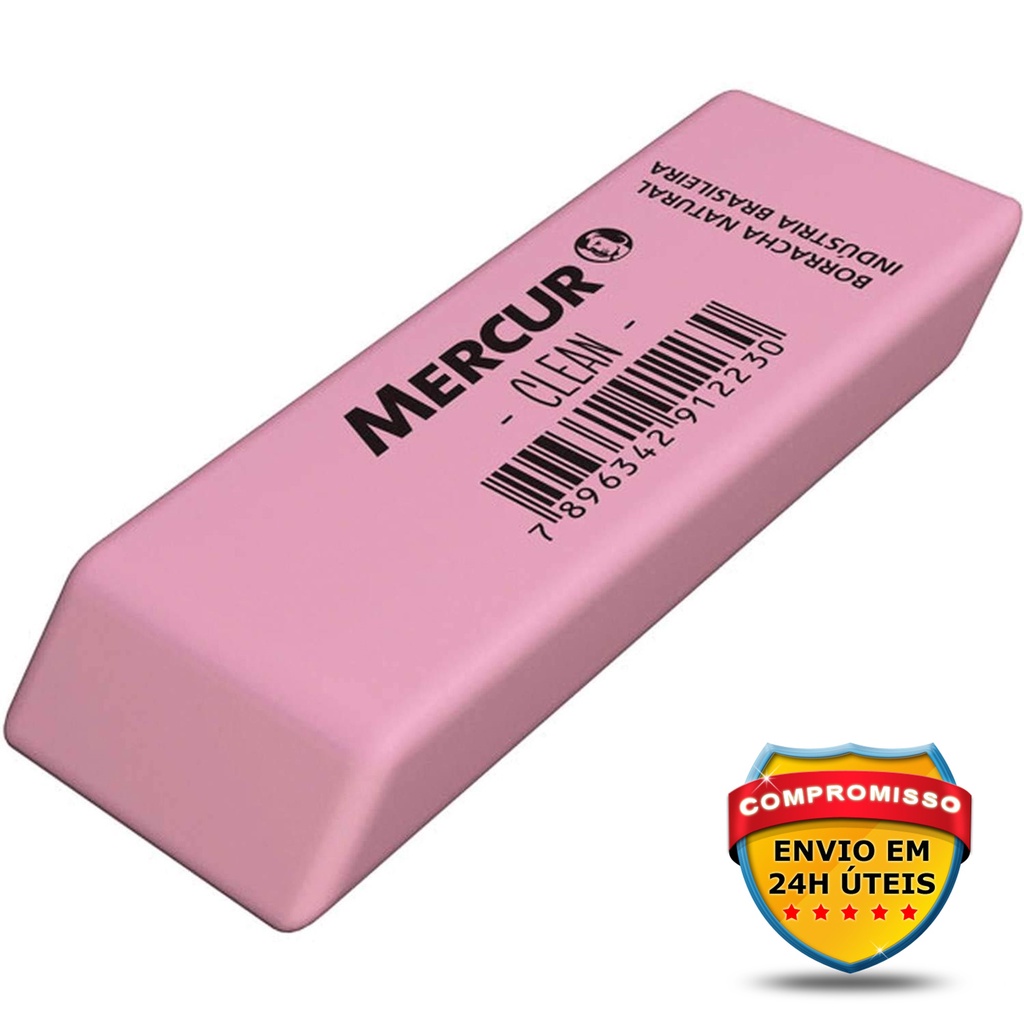 Borracha Escolar Clean Mercur - Rosa - ENVIO IMEDIATO | Shopee Brasil