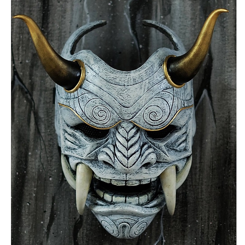 Máscara Prajna Headwear Oni Samurai Vaca Diabo Grimace Fangs Cosplay ...