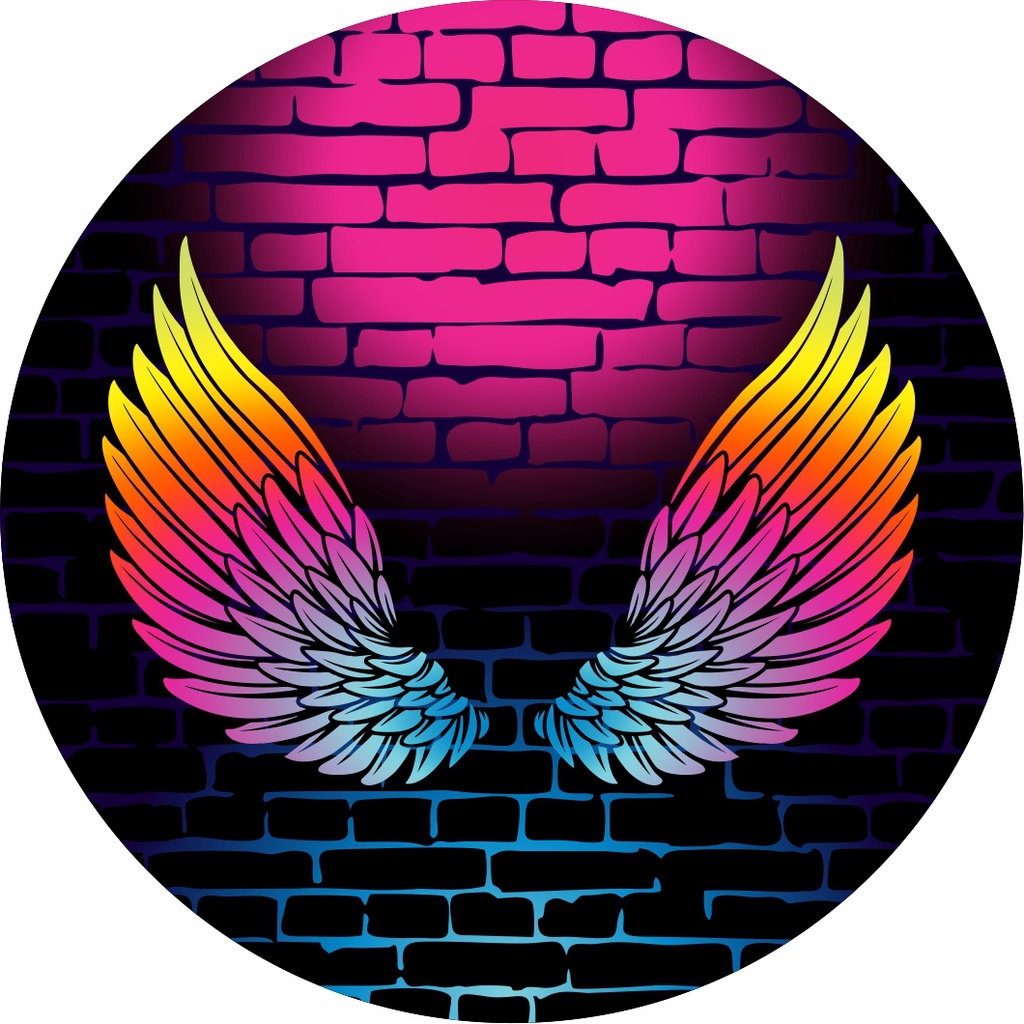 Painel de Festa Redondo - Asas Neon - Alta Qualidade c/elástico ...