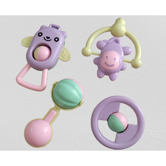 kit 4 chocalhos bebe brinquedos coloridos | Shopee Brasil