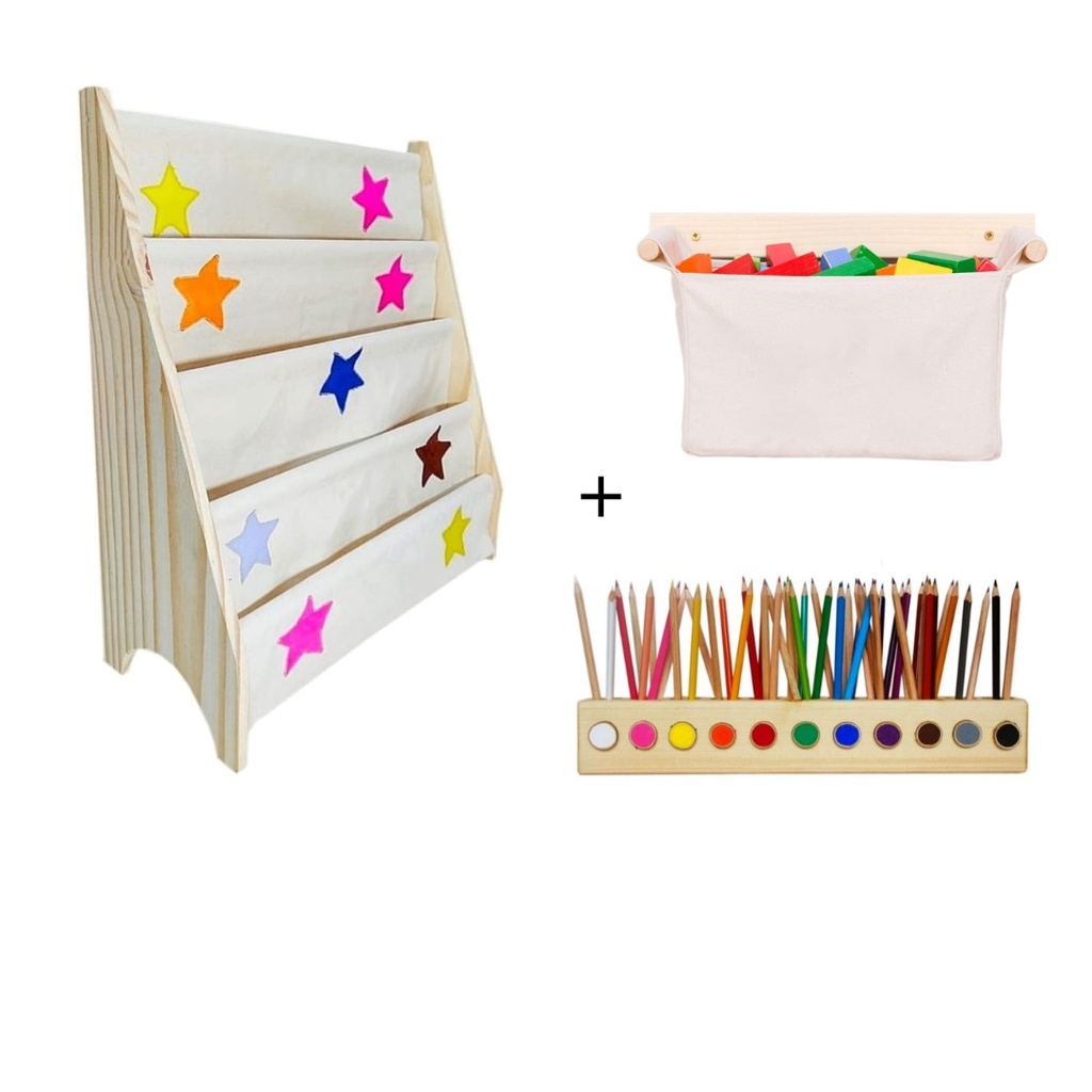 Kit Organizadores De Lápis, Legos + Rack Para Livros Infantil | Shopee ...