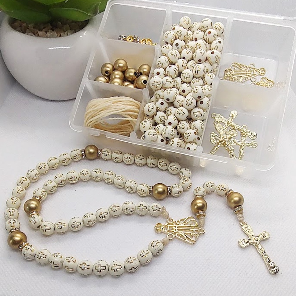 Kit Missangas Bolinha Cruz Terço Nossa Senhora Strass Envio Rapido ...