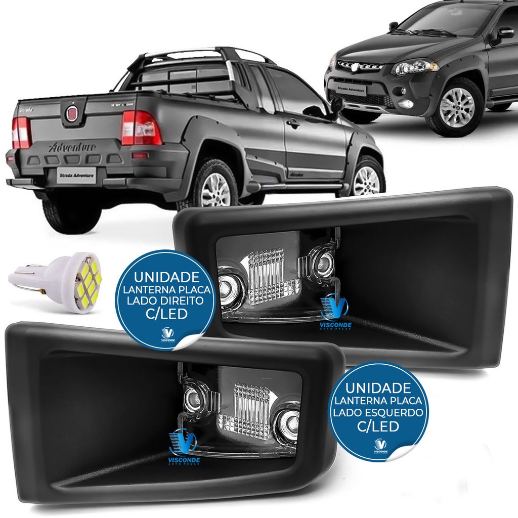 Lanterna Luz De Placa Com Soquete + LED Fiat Strada 2009 2010 2011 2012 ...