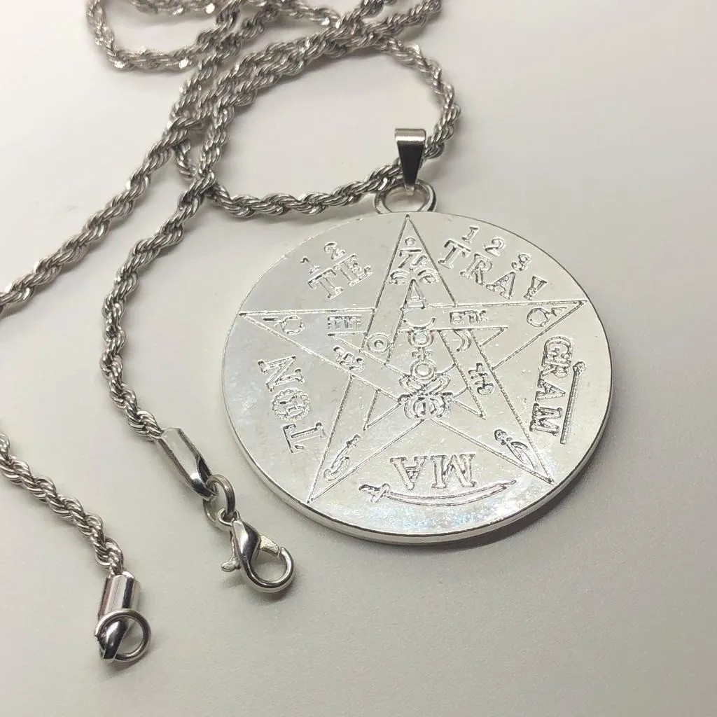 Pingente Corrente Pentagrama Tetragrammaton Tetragrama Metal MGT01 ...
