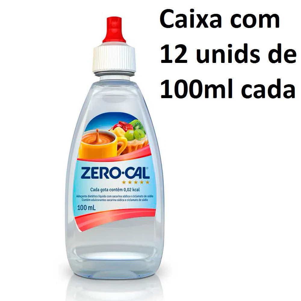 Adoçante Zero Cal Sacarina - Caixa c/12 Frascos de 100ml cada | Shopee ...