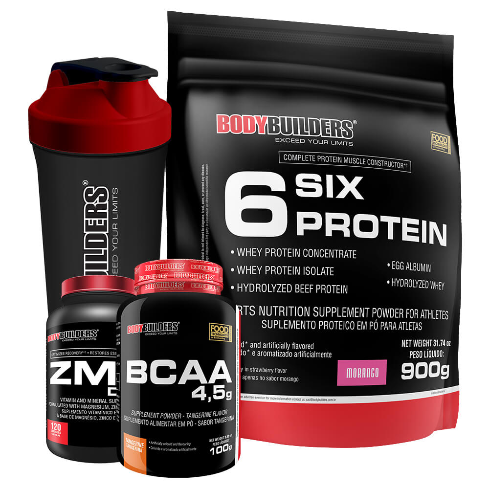 Kit 6 Six Protein 900g + BCAA 4,5 100gr + ZMA Drol 120 Cápsulas ...