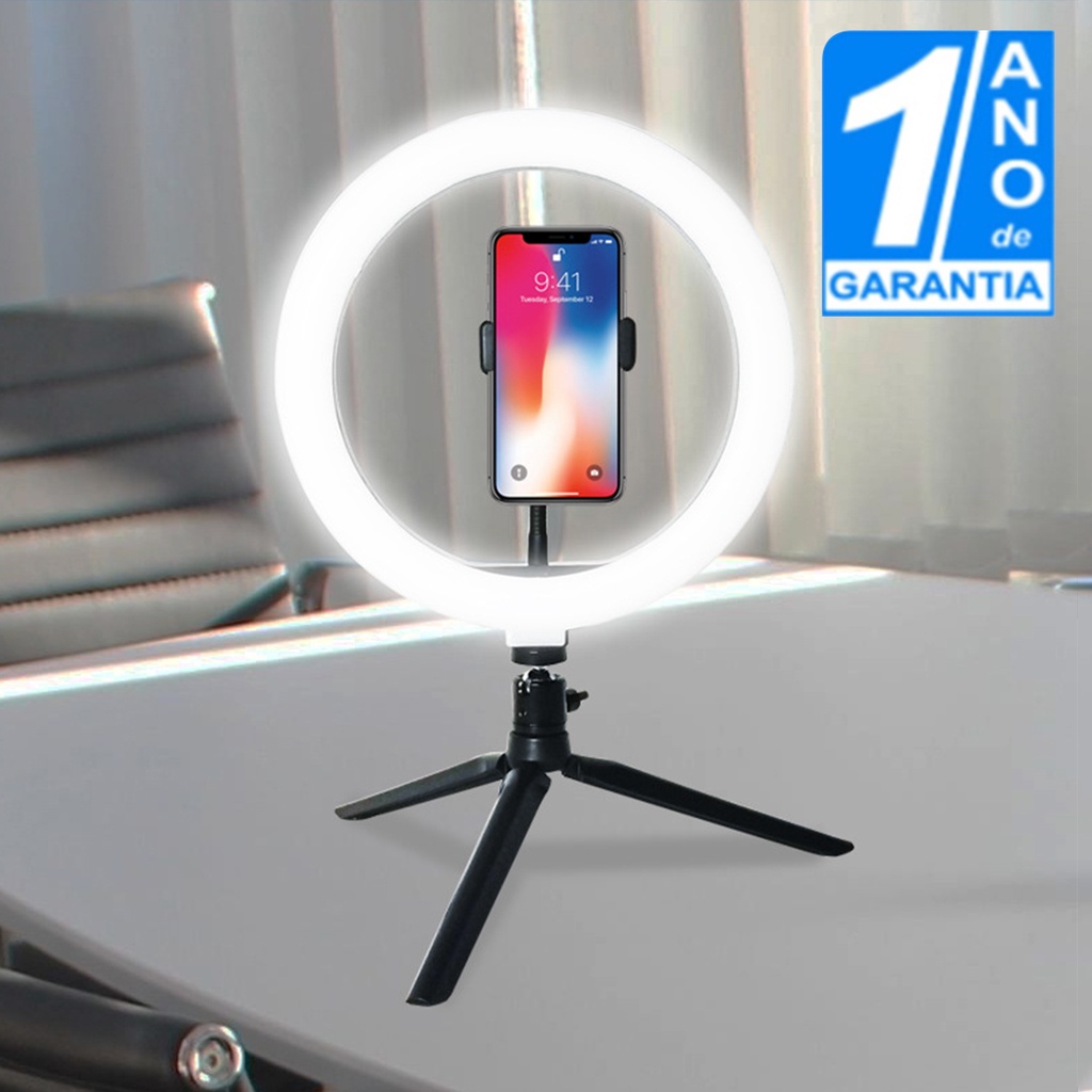 Kit Completo Ring Light 8 polegadas Luz Branca ou Colorida Com Tripé Dimmer Youtuber Selfie Pro ...
