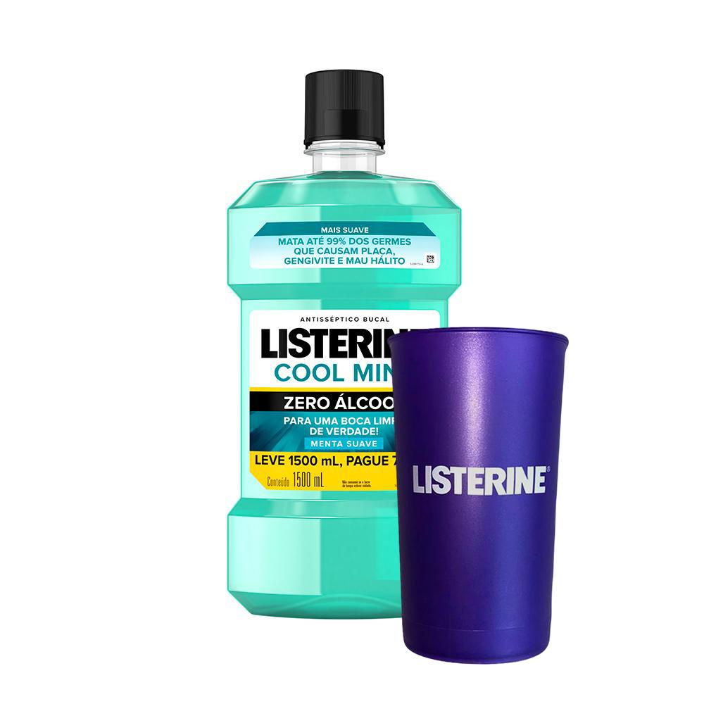 Kit Antisséptico Bucal Listerine Zero 1,5l + Copo Listerine Metalizado ...