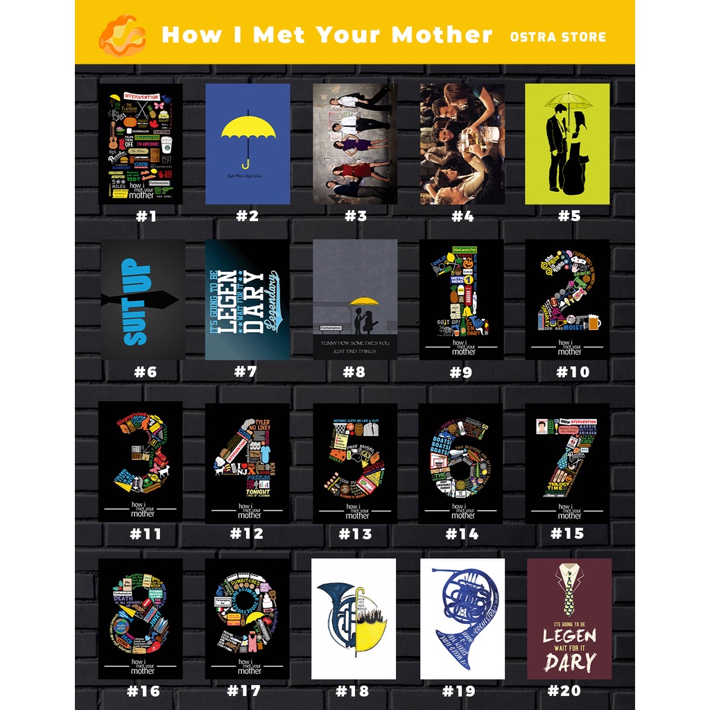 How I Met Your Mother 01 a 20 - Séries - Placa decorativa MDF - 14x20 ...