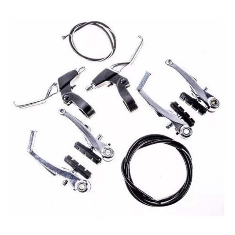 Freio V-brake Para Bicicleta C/ Manete Alumínio Polido | Shopee Brasil