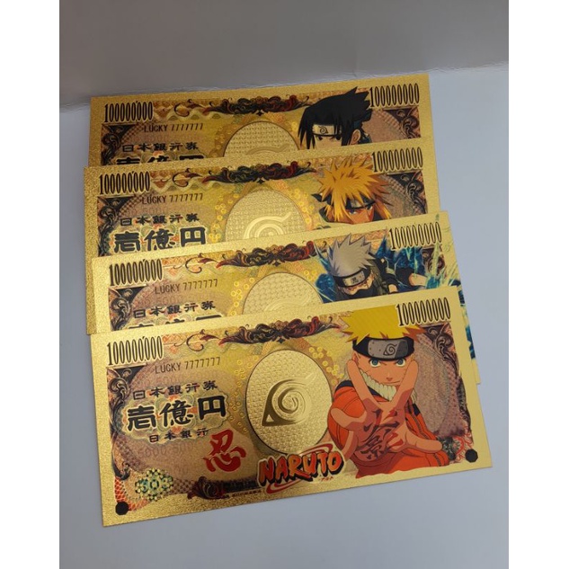 Dinheiro Naruto | Anime | Nota Dourada Personalizada Sasuke | Kakashi ...
