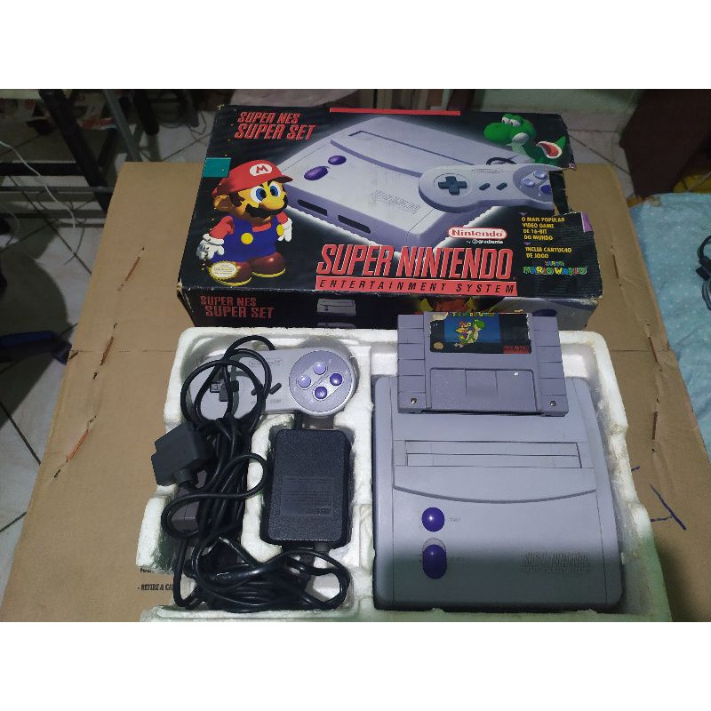 Super Nintendo baby gradiente com cartucho Mario word original | Shopee ...