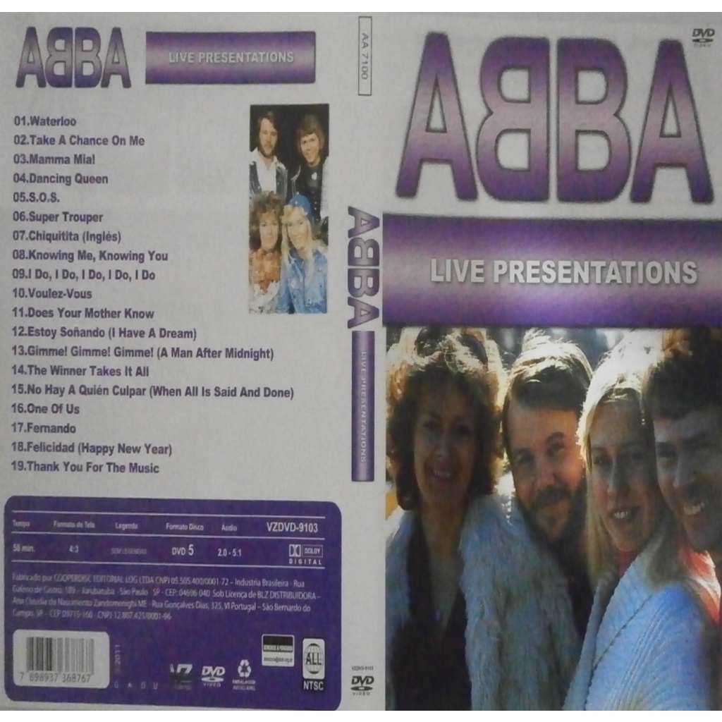 ABBA - LIVE PRESENTATIONS - DVD ORIGINAL produtora DESC. | Shopee Brasil
