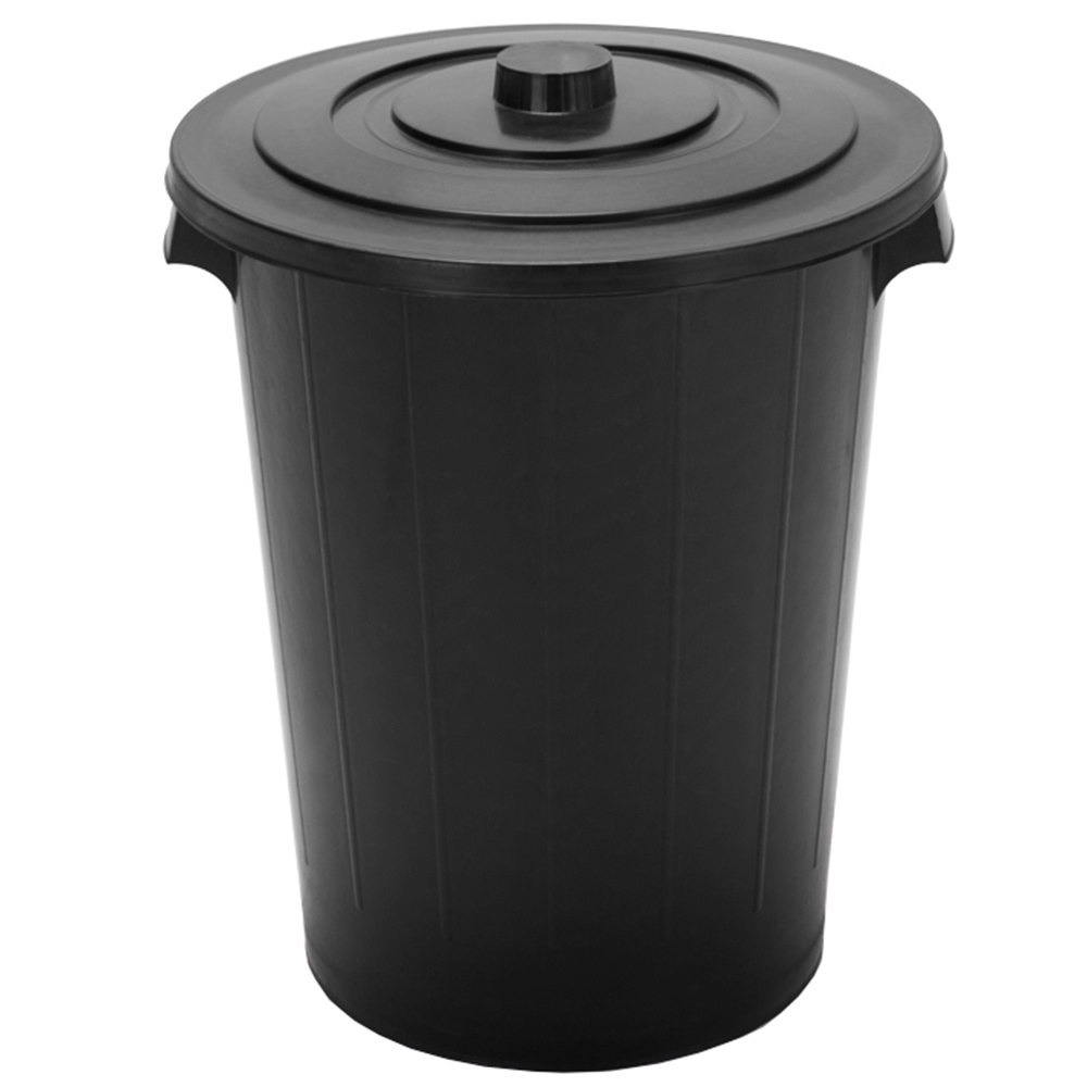 Lixeira de plástico cesto de lixo grande 100lts preta com tampa ...