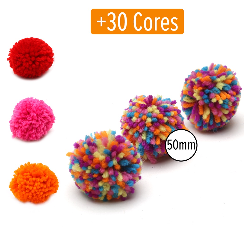 Pompom De Lã 50 Mm - Kit C/ 50 Unidades Loja Nybc | Shopee Brasil