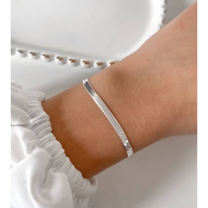 Pulseira Feminina Laminada Prata Legitima 925 3mm | Shopee Brasil