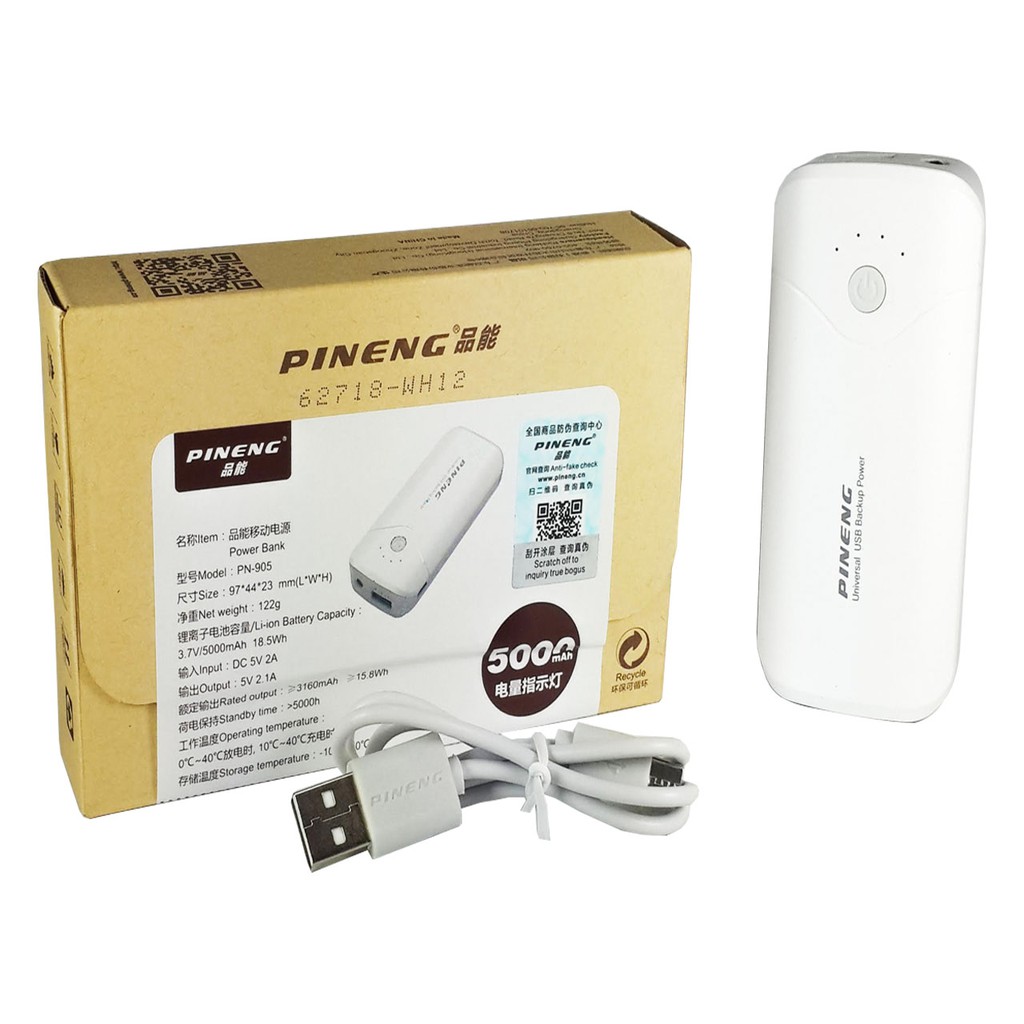Power Bank Pineng 5000 Carregador Portátil Prático | Shopee Brasil