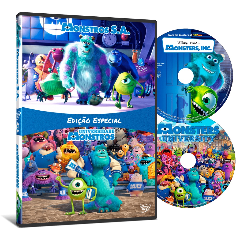 Dvd duplo desenho Monstros Sa + Universidade Monstros [Disney🆓 Sinta a ...
