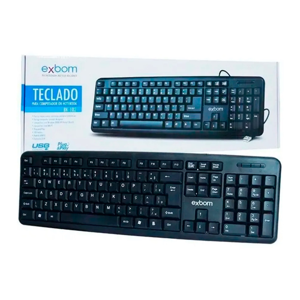 Teclado Computador Notebook Usb Pc Básico Abnt 2 Padrão | Shopee Brasil
