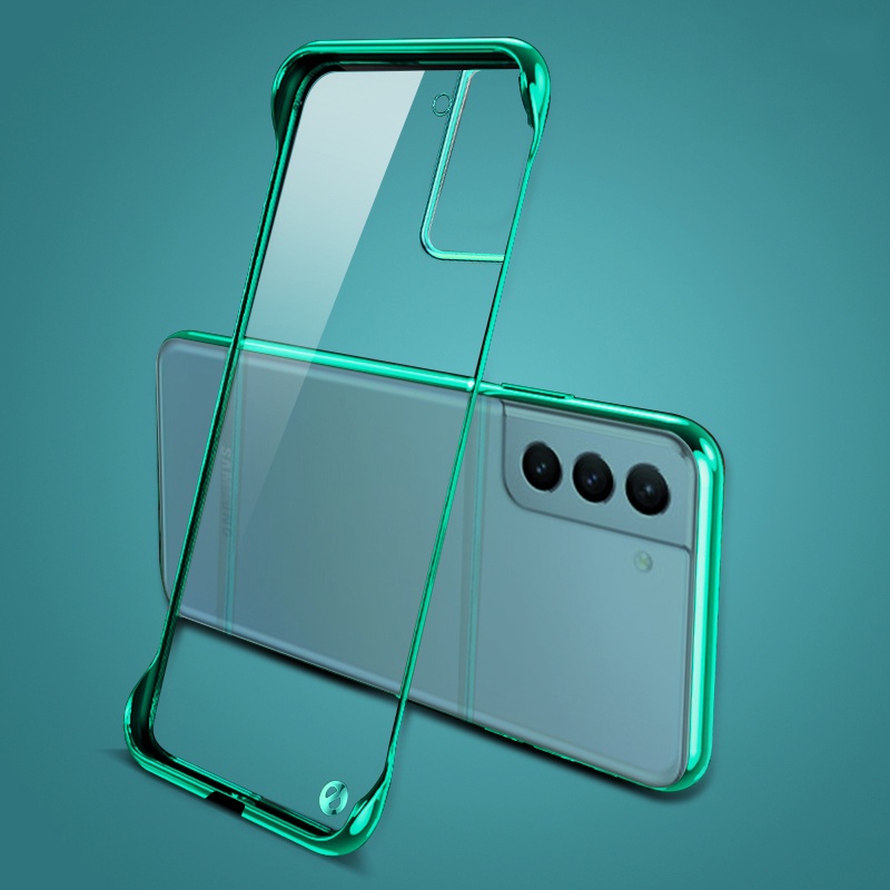 Chapeamento Ultra Fino Caso Sem Moldura Para Samsung Galaxy S22 S21 Plus 5G PC Duro Claro Câmera ...