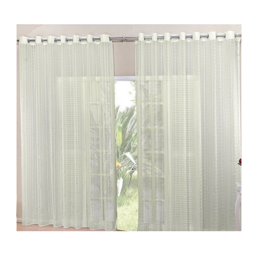 Cortina de Voal Quarto E Sala Voil 4,00 x 2,30 Ilhós Cromado - Xadrez ...