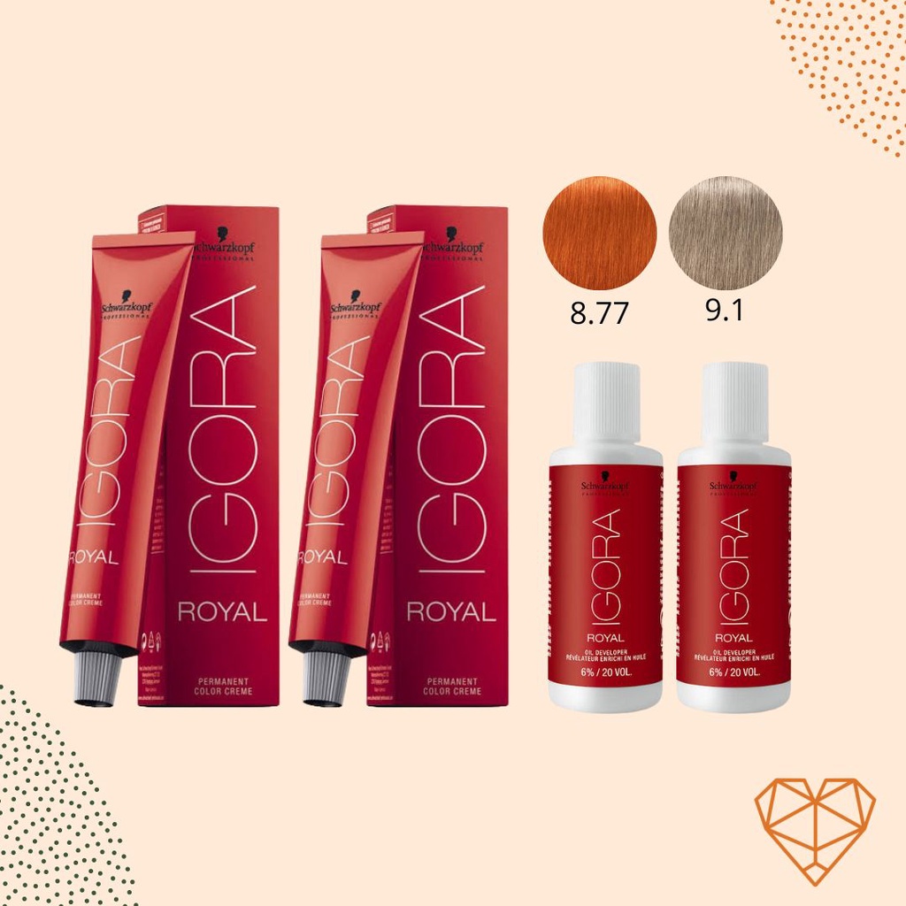 Kit Igora Royal 8.77 + 9.1 (Ruivo Primavera Clara) | Shopee Brasil