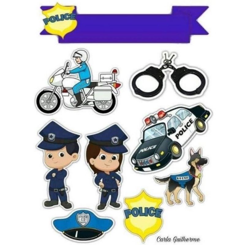 Topo Topper para bolo Polícia | Shopee Brasil